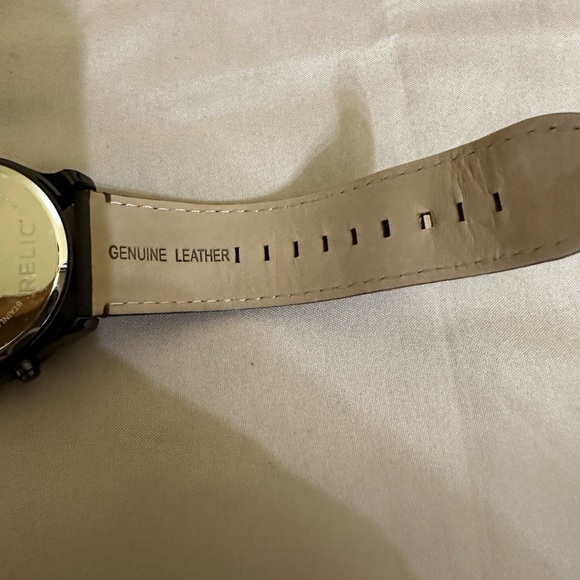 Relic | Accessories | Mens Relic Watch Leather Band Black Face With ...